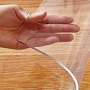 60 in Dia Round Table Protector Clear Plastic Tablecloth Cover Wipeable Protective Desktop Cover PVC Vinyl Conference Furniture Kitchen Dining Sofa Tabletop Protection Pad Mat Heat Resistant Non-Slip