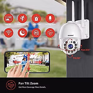 BOAVISION 5MP Security Camera Outdoor, Wireless WiFi IP Camera Home Security System 360° View,Motion Detection, auto Tracking,Two Way Talk,pan Tile Full Color Night Vision