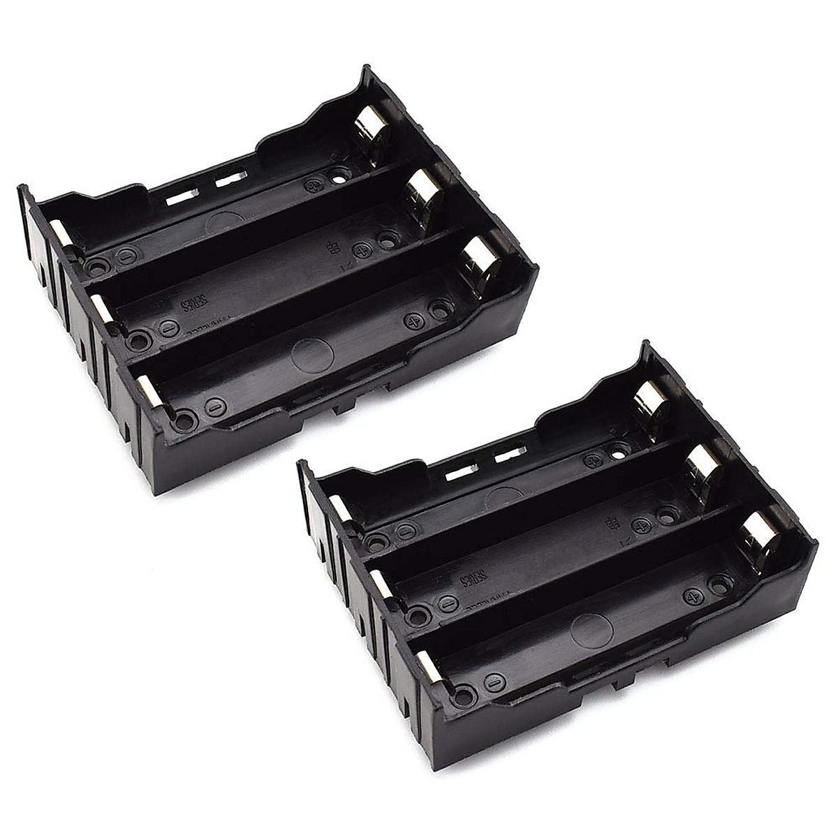 SDTC Tech 8-Pack 3.7V 18650 Battery Holder with Soldering Pins 1/2/3/4 Slot Black Plastic Battery Case Kit for DIY Parallel or Series Circuit PCB Projects(2 Per Size)