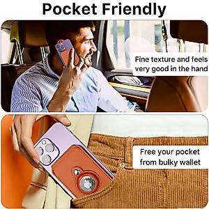 MYBAT PRO Magsafe Wallet - with AirTag Holder, Mens Magnetic Phone Wallet Card Holder with Kickstand for iPhone 15 Pro Max/14 Plus/13/12 Series, RFID Blocking, Fit 4 Cards, Brown