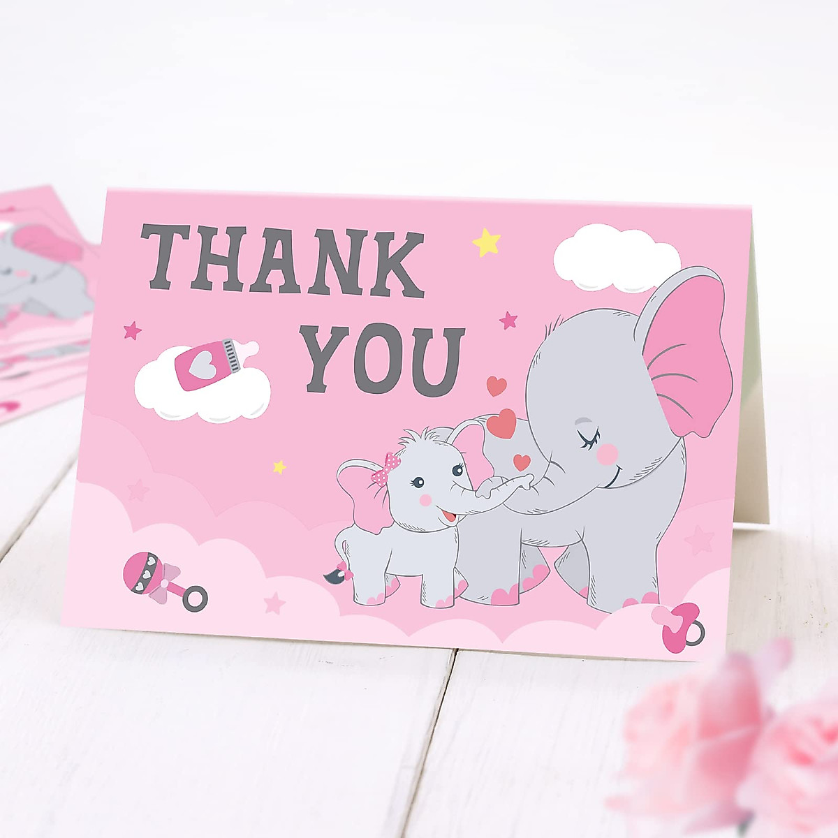 Baby Shower Thank You Cards 24pcs Baby Shower Cards for Girl Thank You Card with Envelopes & Stickers Pink Little Peanut Baby Shower Thank You Cards Girl Baby Birthday Favors Gift Cards
