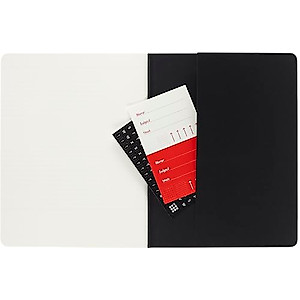 Moleskine Subject Cahier Journal, Soft Cover, XL (7.5" x 9.75") Black and Cranberry Red, 160 Pages (Set of 2)