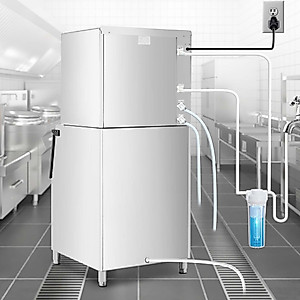 GarveeTech Commercial Ice Maker Machine, 550lbs/24hrs, 330lbs Stainless Steel Storage Bin, Self-Cleaning Feature with LCD Panel, Freestanding Under Counter Ice Maker for Restaurants, Bars, Cafes