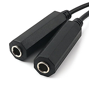 NANYI 3.5mm Male Stereo TRS to Two 6.35mm (1/4 inch) TS Female Stereo Breakout Cable, Y Splitter Adapter Cable 1FT / 0.3M