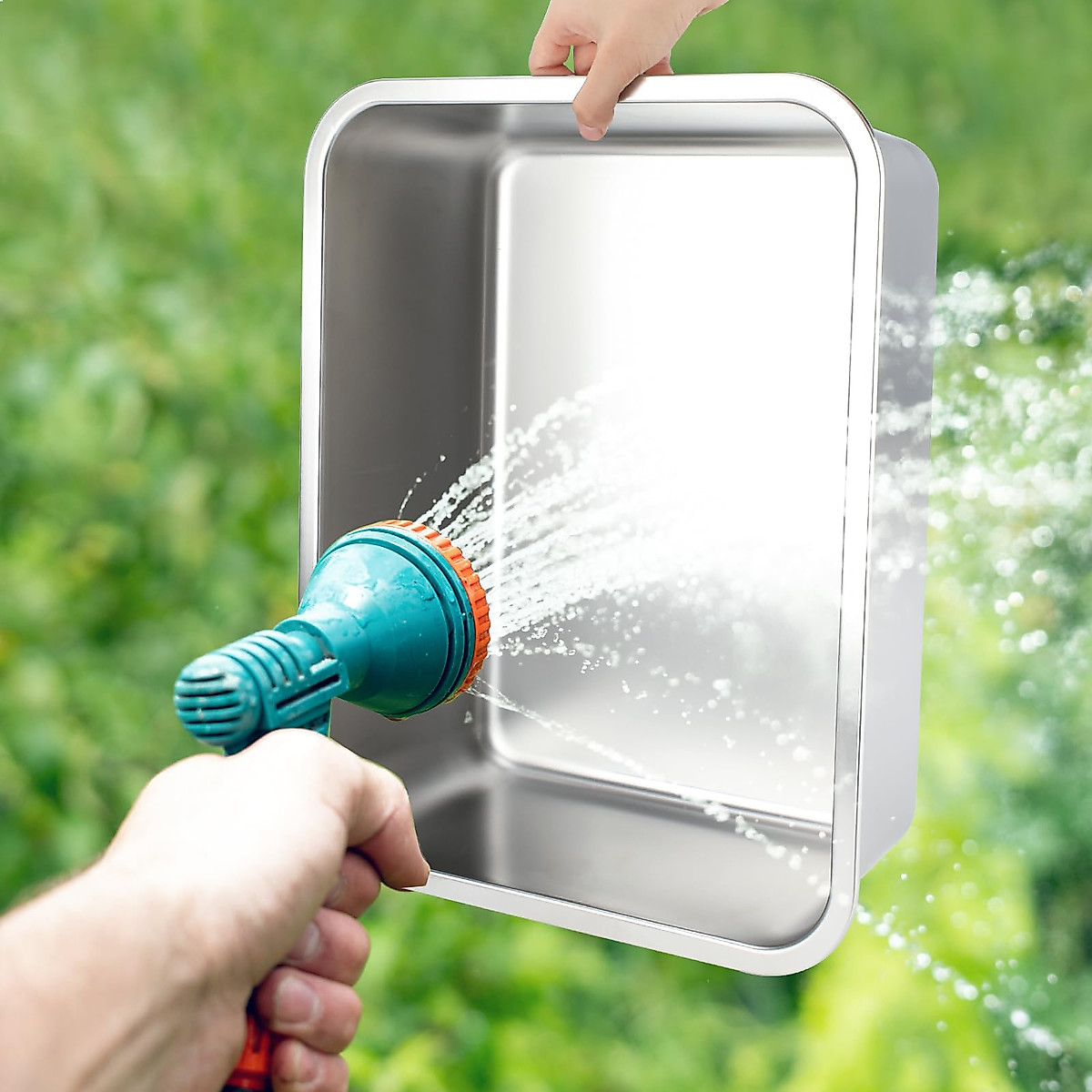 Rypet 2 Set Stainless Steel Litter Box，Rust Proof Metal Cat Litter Tray，Durable Kitten Litter Box with 2 Cat Litter Scoop，6 Litter Pee Splash Guard and 2 Cat Litter Mat，Easy to Clean(17.5"*13.6"*6")