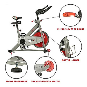 Sunny Health & Fitness Pro II Indoor Cycling Bike with Device Mount and Advanced Display – SF-B1995, Silver