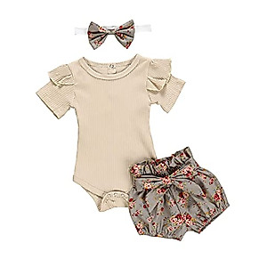 KANGKANG Baby Girls Clothes 3-6 Months Floral Short Sleeve Romper+ Floral Shorts Summer Baby Girl Outfits