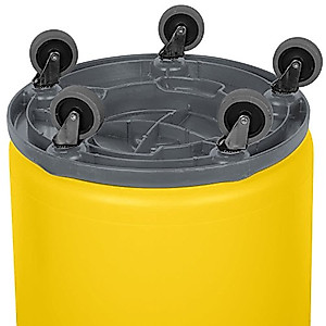 TableTop King 32 Gallon Yellow Trash Can, Lid, and Dolly Kit