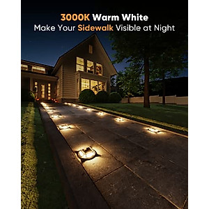 JACKYLED Solar Dock Lights Outdoor, 12-Pack Solar Driveway Lights Bright 12 LED Solar Powered Dock Lights, IP68 Waterproof Driveway Marker for Sidewalk Steps Stairs Garden Patio (3000K Warm White)