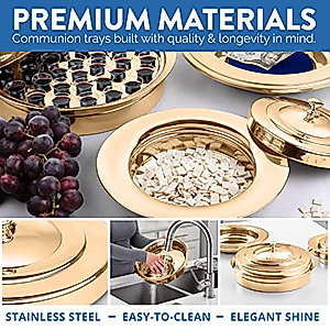 Steadfast Selections - (Cup Tray) Premium Gold Communion Trays for Churches | Communion Set | Communion Plates for Church | Communion Tray Set | Communion Supplies | Church Communion Ware