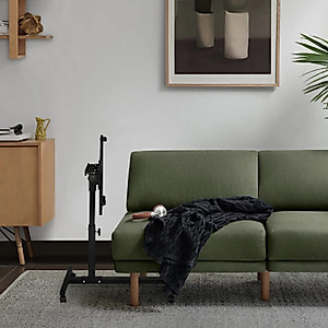 MoNiBloom Mobile Standing Desk, Tilting, Portable Height Adjustable Sit Stand Work Table Overbed Laptop Table Computer Cart with Wheels for Bed Couch Office, Black