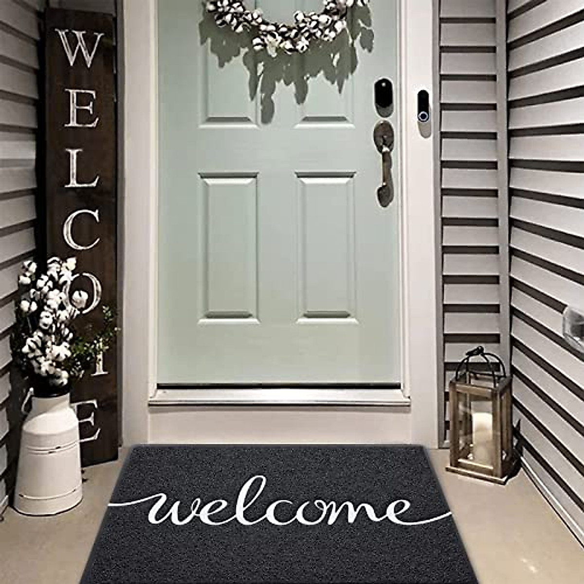 Fireosma Doormat, Outdoor Indoor Welcome mat, Durable Non-Slip Easy to Clean Front Doormat, Entrance Rectangular Doormat, for high Traffic Areas (30" x 17.5", Black)