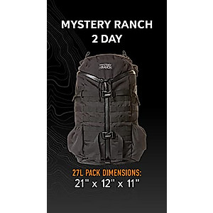 Mystery Ranch 2 Day Backpack - Tactical Daypack Molle Hiking Packs, Black, L/XL