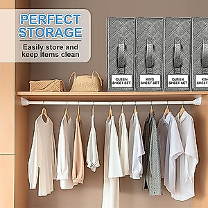 Erarrow Foldable Bed Sheet Set Organizer, Storage Box for Duvet Cover Set with Clear Window and Handles, Linen Closet Organizer for Bedding Clothes Blankets, 2 Pack (Queen or King Size),Dark Grey