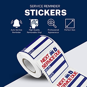 PERFORMORE 2” x 2” Oil Change Stickers, 300 Sitckers Per Roll, Auto Service Reminder Sticker Roll, Next Service Due Sticker Labels, Removable Vinyl Stickers for Cars Windows Windshield (1 Roll) (1)