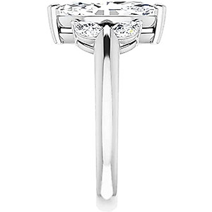 Marquise Cut 3 Carat VVS1 Clarity Moissanite Diamond 925 Sterling Silver Ring Five Stone Promise Ring, Bridal Ring, Engagement Ring Wedding Ring Party Jewelry (8)