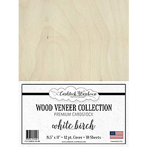 White Birch Wood Veneer Paper from Cardstock Warehouse 8.5 x 11 inch - 12Pt Text - 10 Sheets
