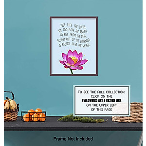 Inspirational Zen Lotus Quote Wall Art Decor Print - Spiritual 8x10 Home, Office, Apartment, Yoga Studio, Meditation Room Decor - Motivational Gift for Buddhist, Buddha Fan - Unframed Poster Print