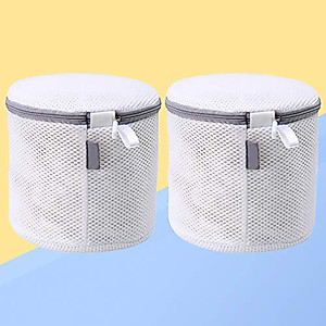 TOPBATHY Laundry Wash Bag Mesh Pouches for Bra Underwear Stockings Blouse Shoes Reusable Washer Protector Baby Kids Girls Clothing with Zipper 2pcs (White)