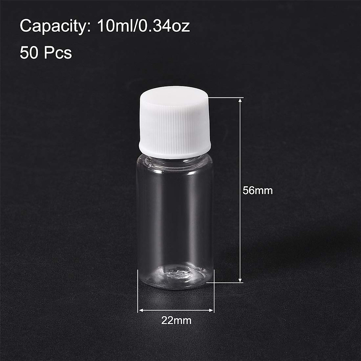 uxcell Plastic Lab Chemical Reagent Bottle, 10ml/0.34oz Wide Mouth Sample Sealing Liquid Storage Container, Transparent 50pcs