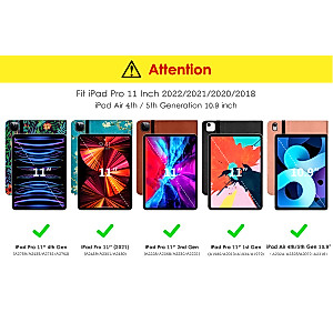 DTTO Case for iPad Pro 11 Inch 4th / 3rd / 2nd / 1st Generation 2022/2021/2020/2018,Premium PU Leather Folio Stand Cover with Hand Strap, Auto Wake/Sleep,Multiple Viewing Angles, Brown