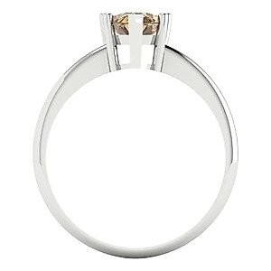 Clara Pucci 2.0 ct Pear Cut Solitaire Brown Champagne Simulated Diamond Bridal Designer Anniversary Engagement Ring Real 14k White Gold