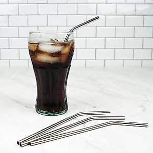 RSVP International Endurance Stainless Steel 8.5" Drink Straws, 4 Count | 5mm Fits Most Tumblers | Reusable & Durable | For Smoothies, Frappes, Sodas, Tea & More | Dishwasher Safe