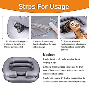 UOPIRHJ Portable Shampoo Bowl, Inflatable Hair Washing Sink for Bedridden, Disabled,Injured, Hair WashTub for Dreadlocks and at Home Sink Washing (Grey)
