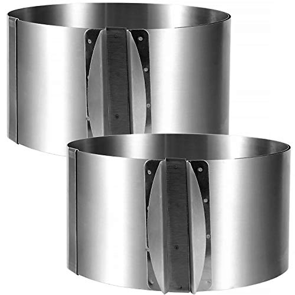 KOHAND 2 Pack 6-12 Inch Cake Ring Mold, Stainless Steel Adjustable Mousse Mould Pan for DIY Baking Pastry Decor