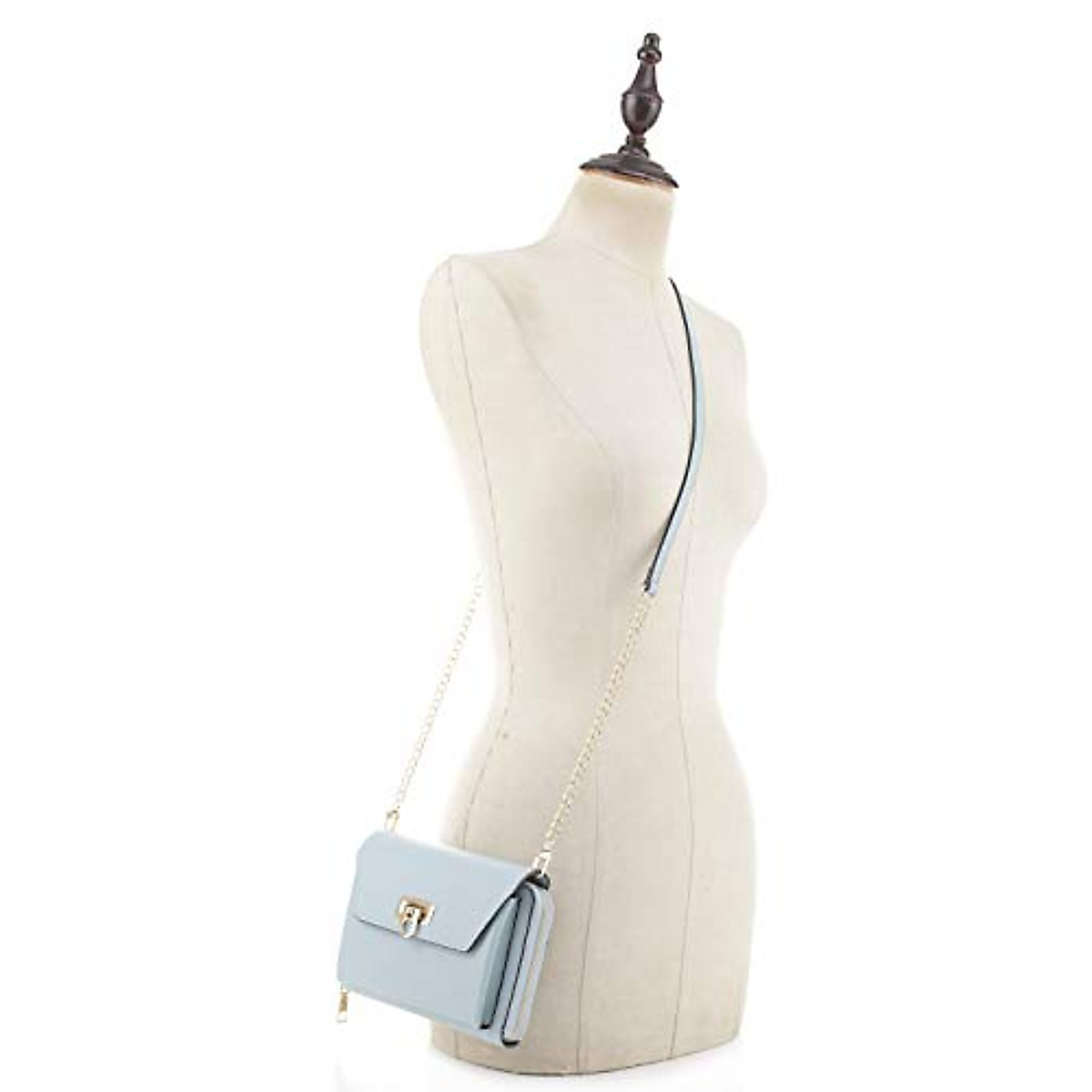 B BRENTANO Vegan Envelope Clutch Wallet Crossbody Purse with Chain Strap (Blush)