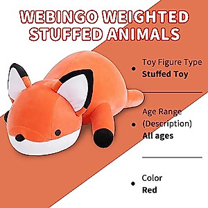 WeBingo Weighted Stuffed Animals, 24" Weighted Fox Plush Toy 4.2 Lb Soft Pillow Cute Giant Plushie Gifts for Kids & Adults(Fox)