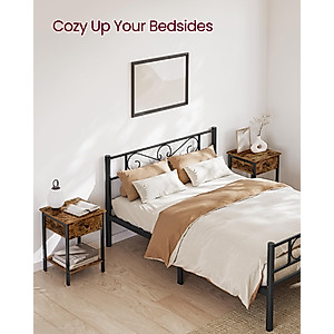 VASAGLE Nightstands Set of 2, Bedside Tables with Drawer, Side Tables, End Tables, for Bedroom, Office, Industrial, Stone Gray and Black ULET506B04