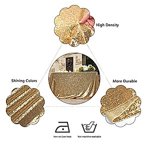 Juya Delight 60" x 102" Light Gold Sequin Tablecloth Rectangle Sparkle Table Cover for Wedding Birthday Party Festival Ceremony Cake Dessert Table