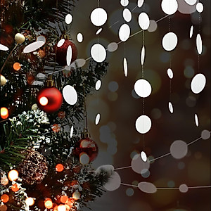 Cheerland White Circle Dots Garland for Winter Snowflake Wonderland Frozen Theme Birthday Decorations Streamer Banner Backdrop for Wedding Bridal Baby Shower Snowy Hanging Party Decorations Supplies