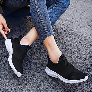 NIYAOSM Men's Casual Outdoor Sports Running Shoes Work Dress Shoes Indoor Women's Shoes Non Slip Durable Couple Shoe Black and White Size 6