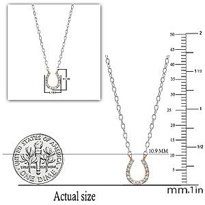 Dazzlingrock Collection 0.12 Carat Round White Diamond Horseshoe Women Pendant with 18 Inch Silver Chainin in 14K Rose Gold