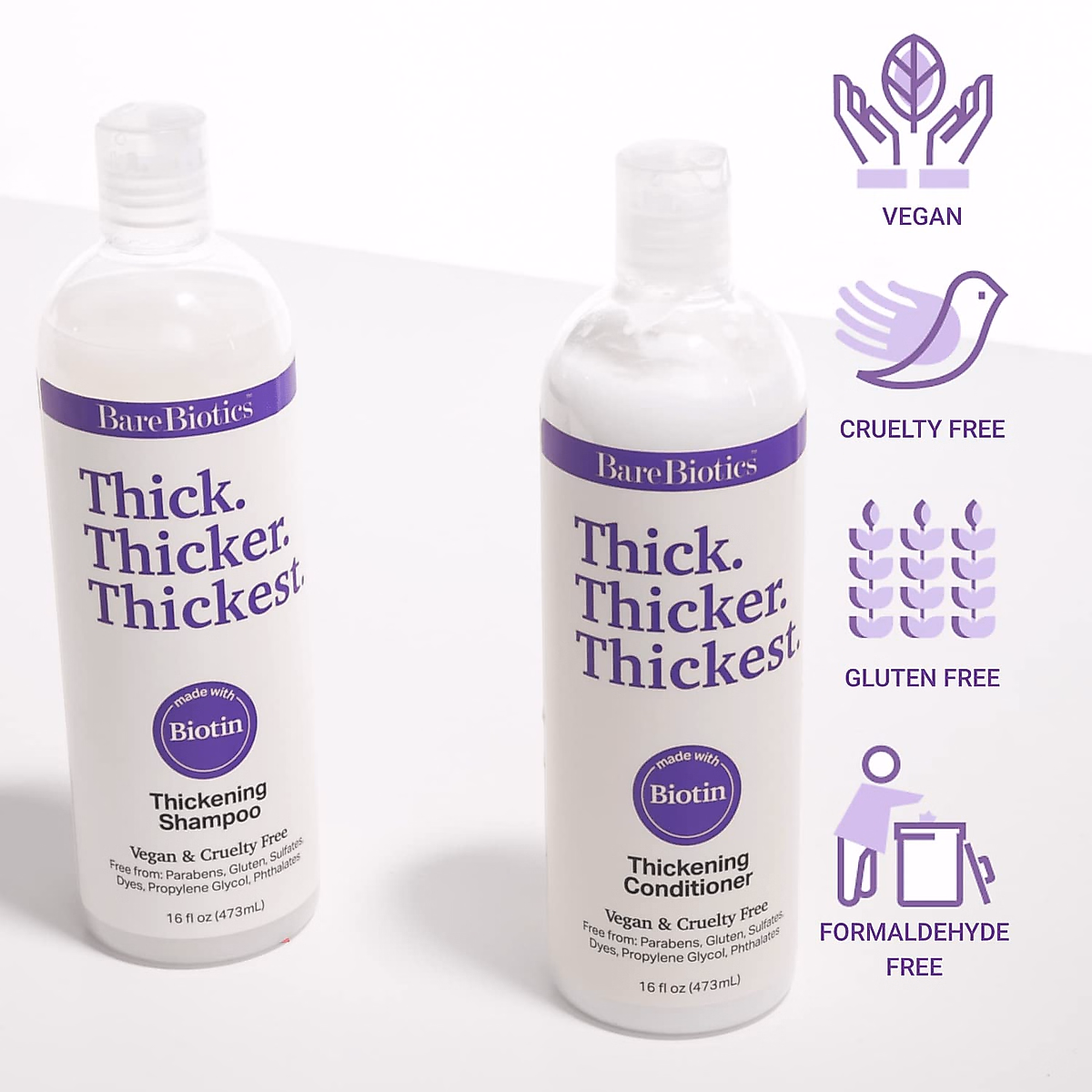 BARE BIOTICS Thick. Thicker. Thickest. Thickening Conditioner, 16 fl. Ounces