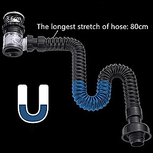 LMMDDP 1Set Basin Flip Drain Stainless Steel Bathroom Vanity Sink ABS Bottle Trap with 80CM Black Pipe Drains Kit Waste Hardware