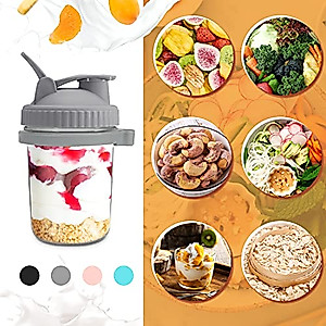 DNANAOL Overnight Oats Containers with Lids - 16 oz Overnight Oats Jars Set of 4, Reusable Yogurt Mason Jars with Lids & Spoons, Large Capacity Airtight Jars for Milk, Cereal, Fruit To Go Containers