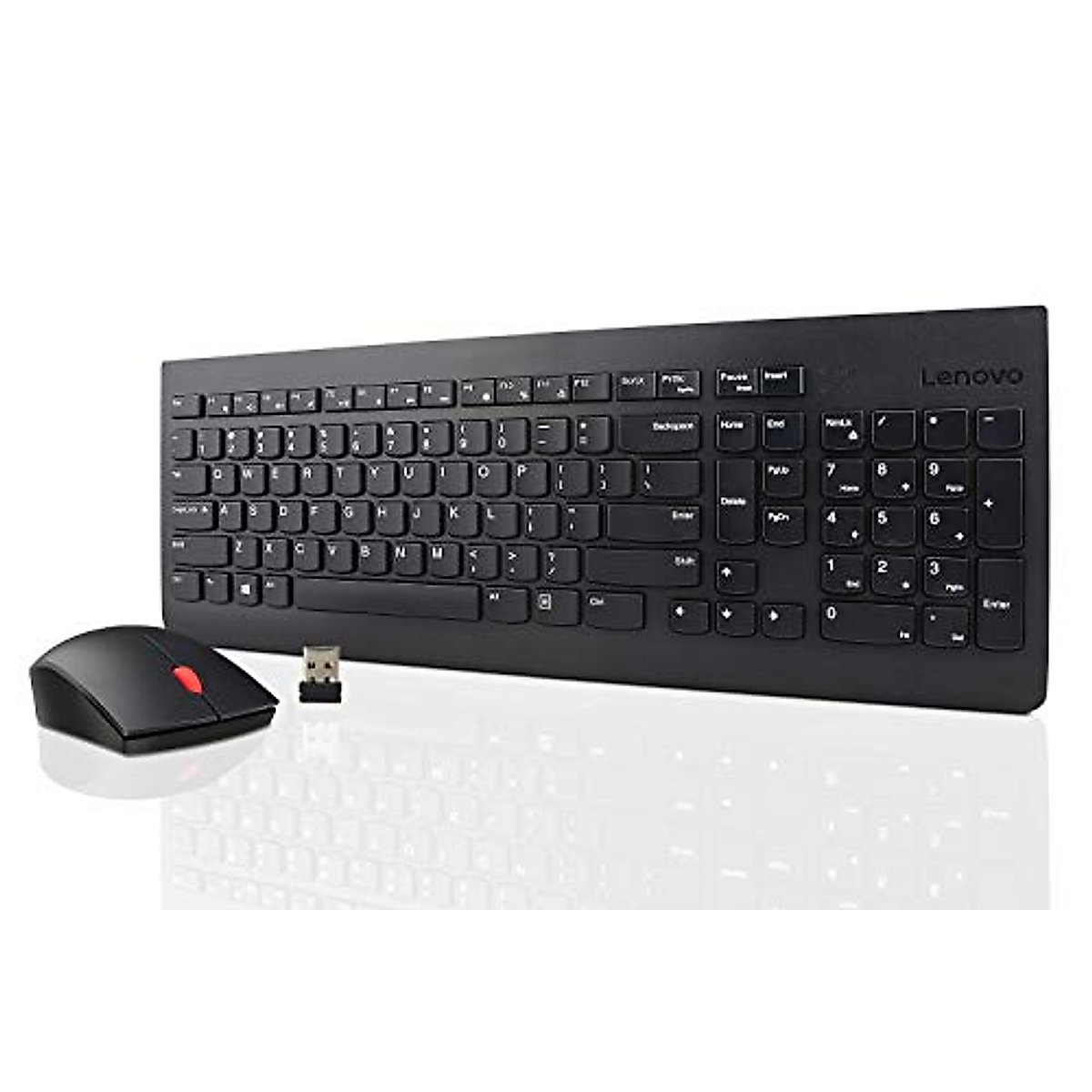 Lenovo 510 Wireless Keyboard & Mouse Combo, 2.4 GHz Nano USB Receiver, Full Size, Island Key Design, Left or Right Hand, 1200 DPI Optical Mouse, GX30N81775, Black