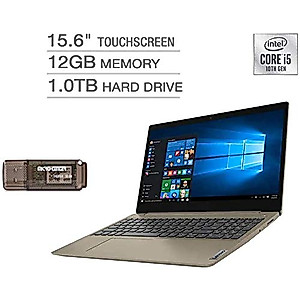 Lenovo IdeaPad 3 15.6" HD Touchscreen Anti-glare LED-Backlit Laptop, Intel Quad Core i5-1035G1, 12GB DDR4, 1TB HDD, 4-in-1 Card Reader, Webcam, Bluetooth, Wi-Fi 6, HDMI, Windows 10 w/ 32GB Flash Drive