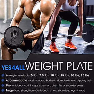 Yes4All 1-inch Cast Iron Weight Plates for Dumbbells – Standard Weight Disc Plates, 7.5 Pound (Pack of 2)