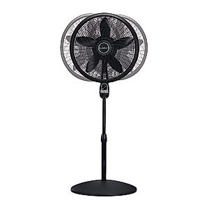 Lasko 1843 18″ Remote Control Cyclone Pedestal Fan with Built-in Timer, Black Features Oscillating Movement and Adjustable Height