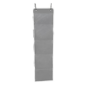 Tgoon Door Hanging Shelves, Portable Multi Layer Space Saving Over Door Hanging Organizer Breathable Non Woven for Bedroom(Grey, 5 Pockets)