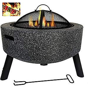 LEAYAN Garden Fire Pit Grill Bowl Grill Barbecue Rack Outdoor Table Top Fire Pit Outdoor Heaters & Fire Pit BBQ Grill Firepit Bowl Backyard Patio Garden Fireplace with Grill Grate for Camping