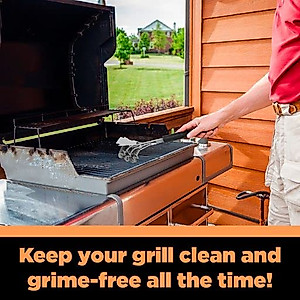 Grill Brush and Scraper Bristle Free – Safe Grill Brush Cleaner – 18” Stainless Grill Grate BBQ Brush W/Extra-Wide Scrubber - Safe Grill Accessories for Porcelain/Weber Gas/Charcoal Grills