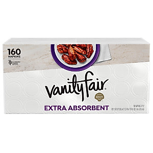 Vanity Fair Extra Absorbent Premium Paper Napkins, 160 Count, Disposable Napkins Made Soft And Strong For Messy Meals And Everyday Use