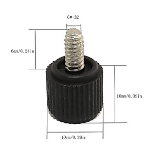 RuiLing 20pcs 6#-32 * 6 PC Case Thumb Screws Phillips Head Toolless Adjustment Hand-Tighten Computer Screw Black