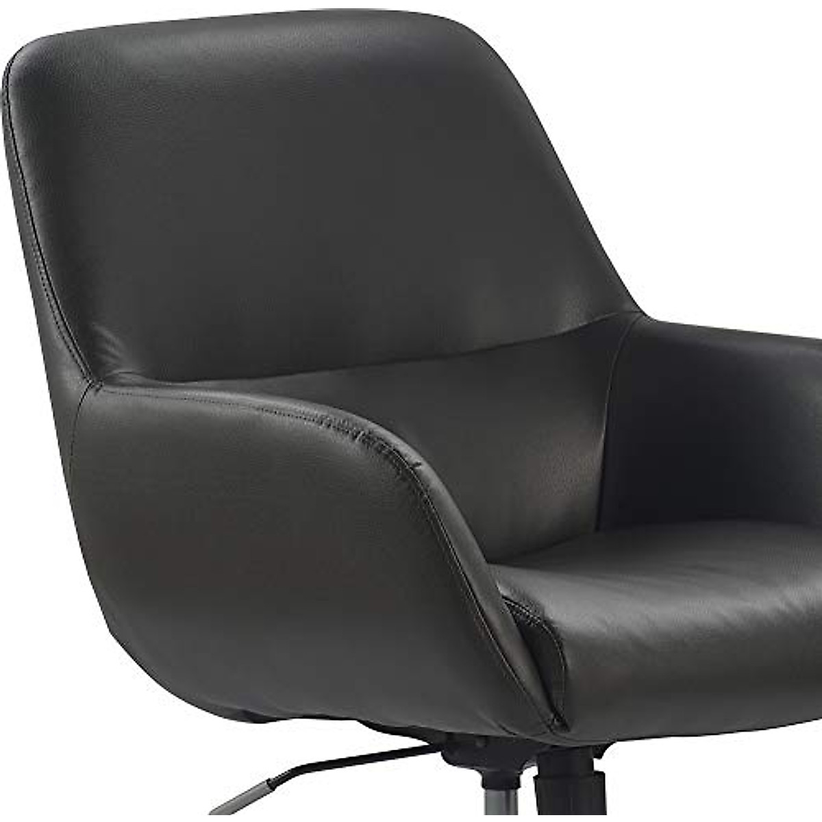 Tommy Hilfiger Forester Luxury Bonded Leather Home Office Chair, Modern Round Swivel Accent Seating with Arms, Adjustable Height and Recline, Charcoal Grey
