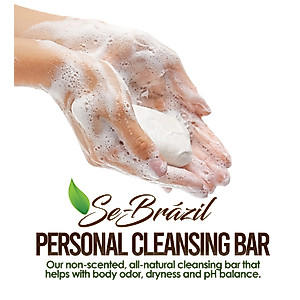 Personal Cleansing Bar by Se-Brázil All Natural Soap-Free Organic Ingredients for Intimate Cleansing and Hydration, Cleansing Bar for Sensitive Skin, Body Odor and pH Balance, Fragrance-Free